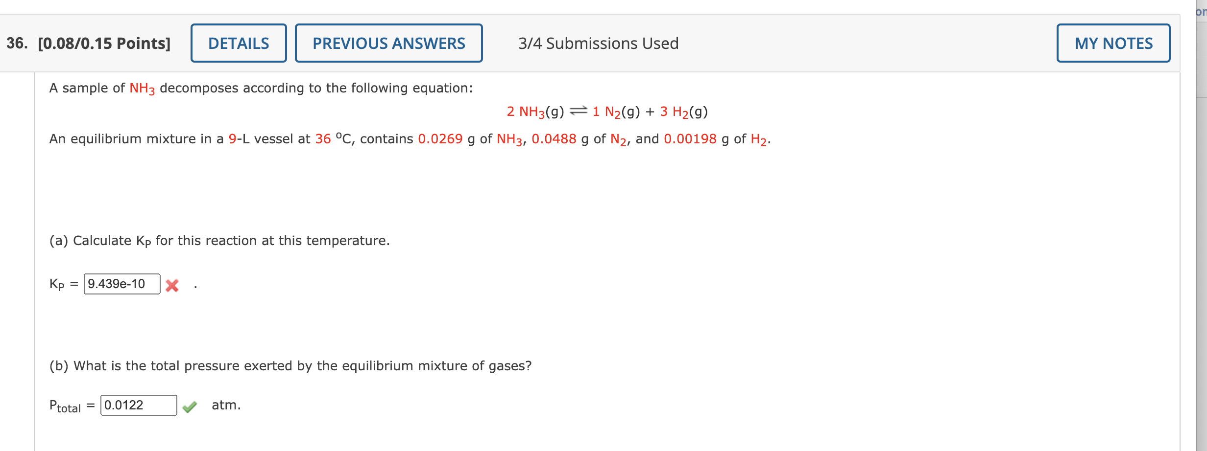 Solved A sample of NH3 decomposes according to the following | Chegg.com