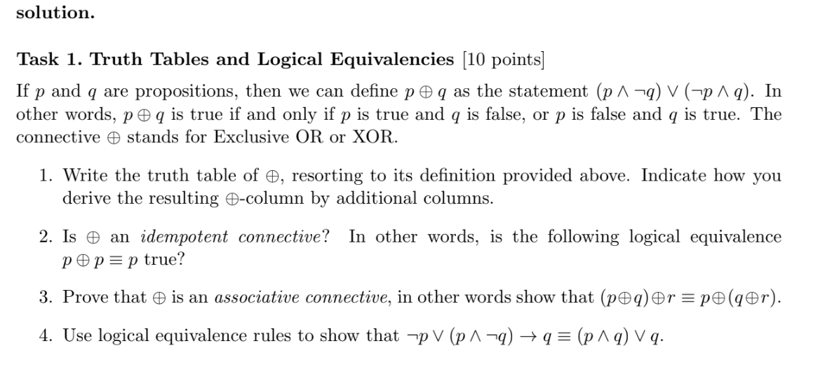 Solved solution.Task 1. ﻿Truth Tables and Logical | Chegg.com