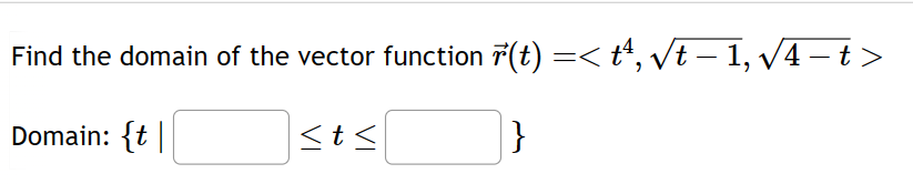 Solved Find the domain of the vector function r(t)= | Chegg.com