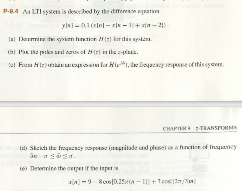 Solved P-9.4 An LTI system is described by the difference | Chegg.com