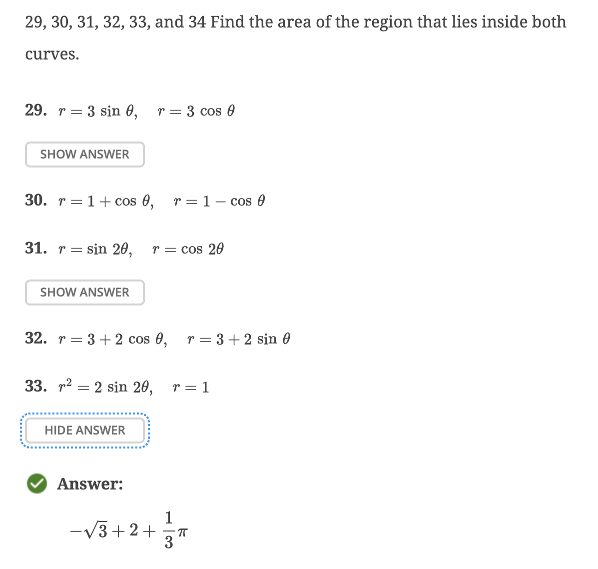 Solved number 33 ﻿pleaseAnswer:-32+2+13π | Chegg.com