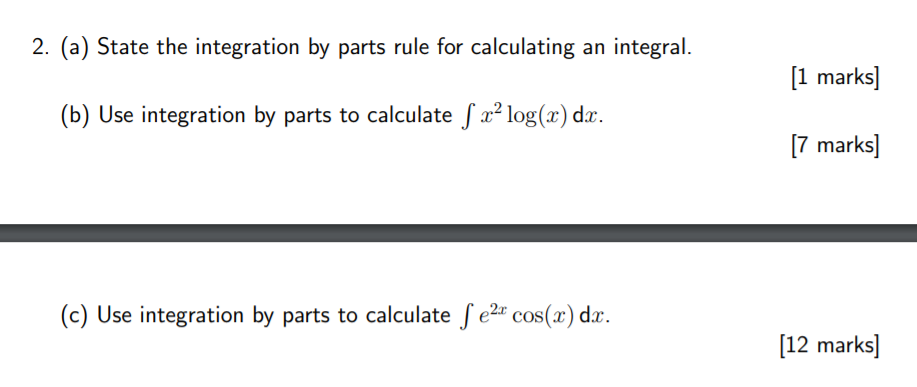 Solved 2. (a) State the integration by parts rule for | Chegg.com