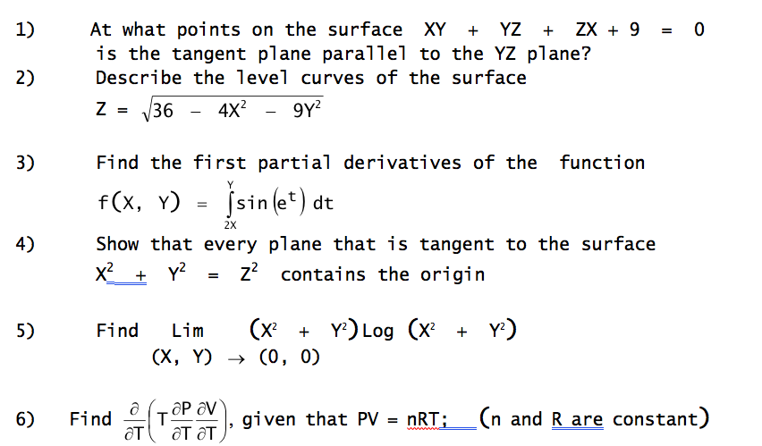 Solved YZ + ZX 9 is the tangent plane parallel to the YZ | Chegg.com