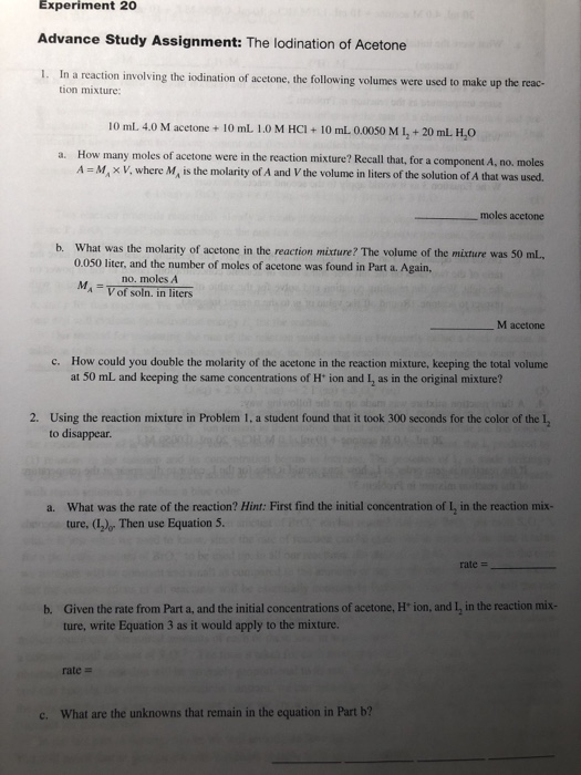 Solved Experiment 20 Advance Study Assignment: The | Chegg.com