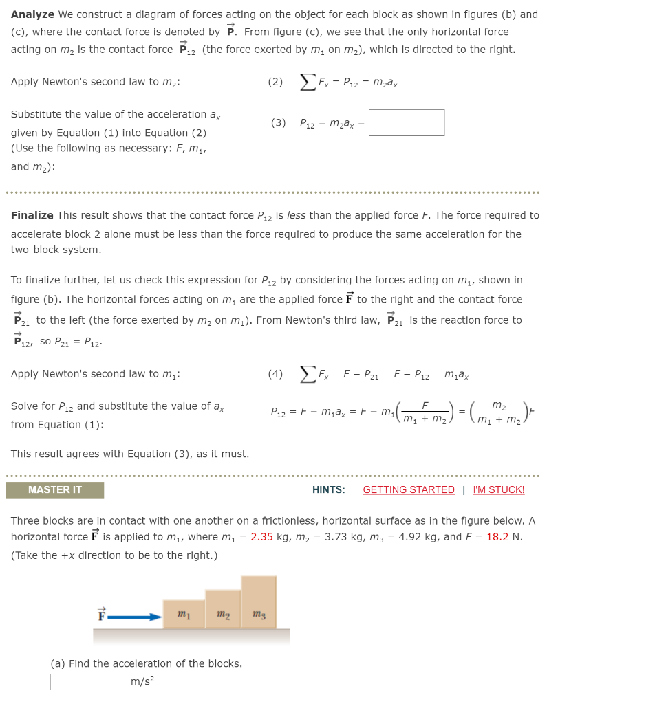 Solved Example 5.7 One Block Pushes Another mi Two blocks of | Chegg.com