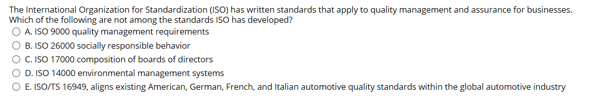 Solved The International Organization for Standardization | Chegg.com