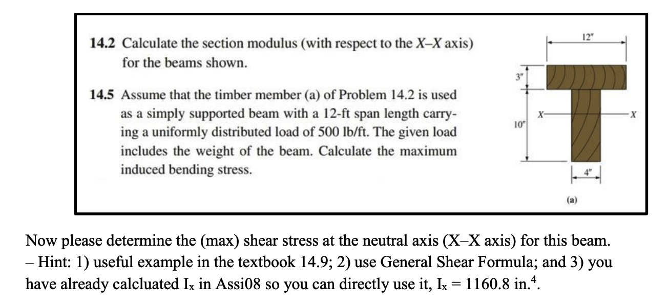 Solved 12" 14.2 Calculate the section modulus (with respect | Chegg.com