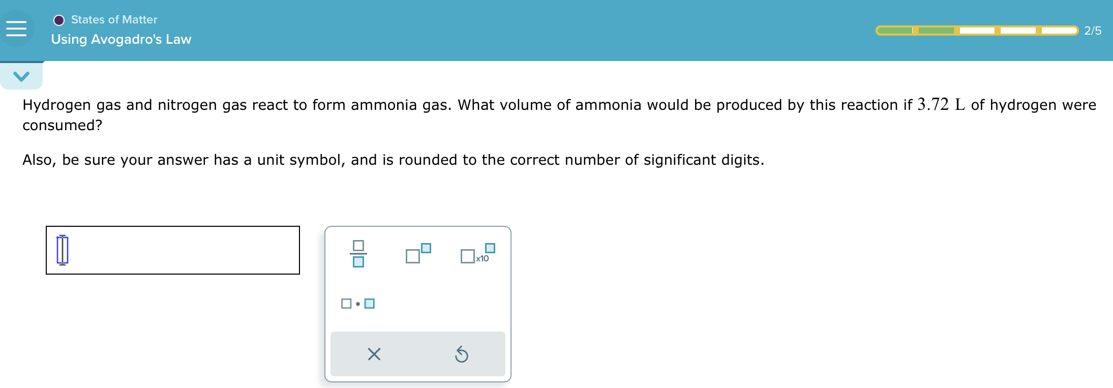 Solved Hydrogen gas and nitrogen gas react to form ammonia | Chegg.com