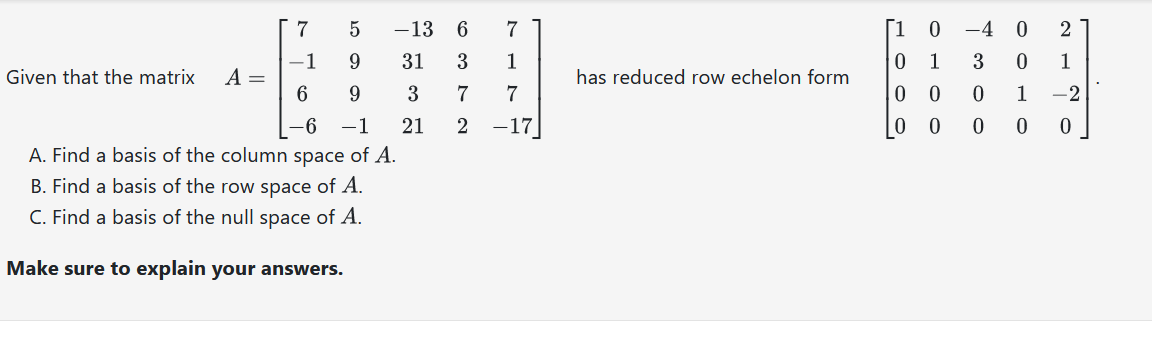 Solved Given that the matrix | Chegg.com