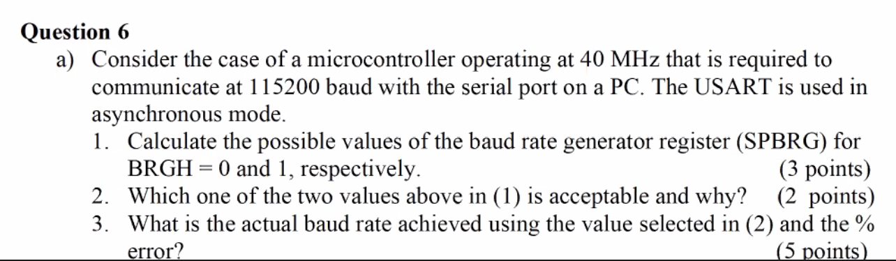 Question 6 a) Consider the case of a microcontroller | Chegg.com
