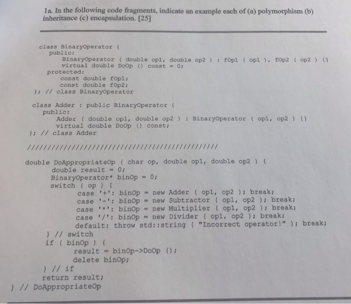 Solved la. In the following code fragments, indicate an | Chegg.com