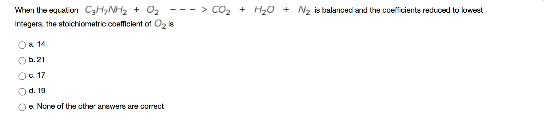 Solved CO2 + H2O + N2 is balanced and the coefficients | Chegg.com