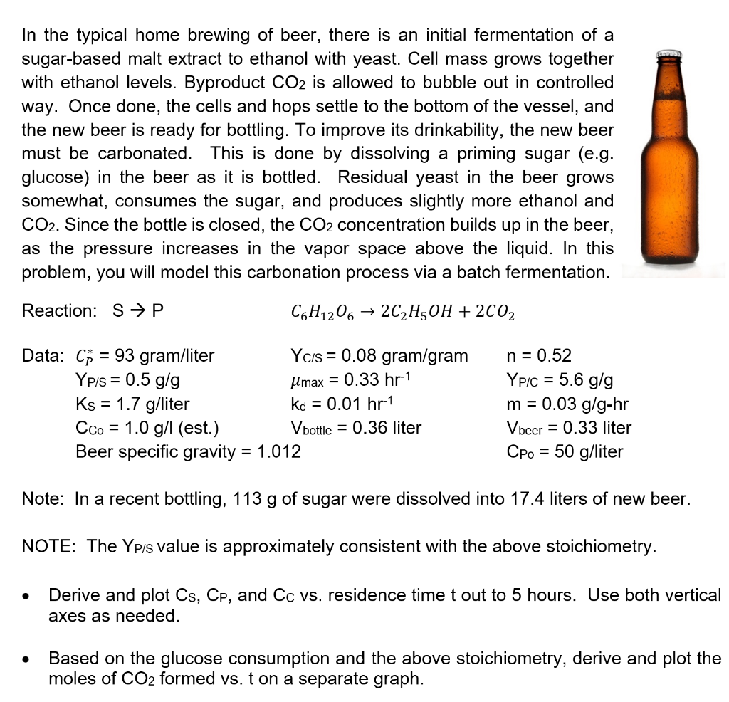 Solved In the typical home brewing of beer, there is an | Chegg.com