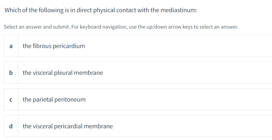 Solved Which of the following is in direct physical contact | Chegg.com