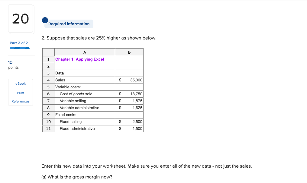 Solved 20 Chapter 1: Applying Excel: Exercise (Part 2 of 2) | Chegg.com