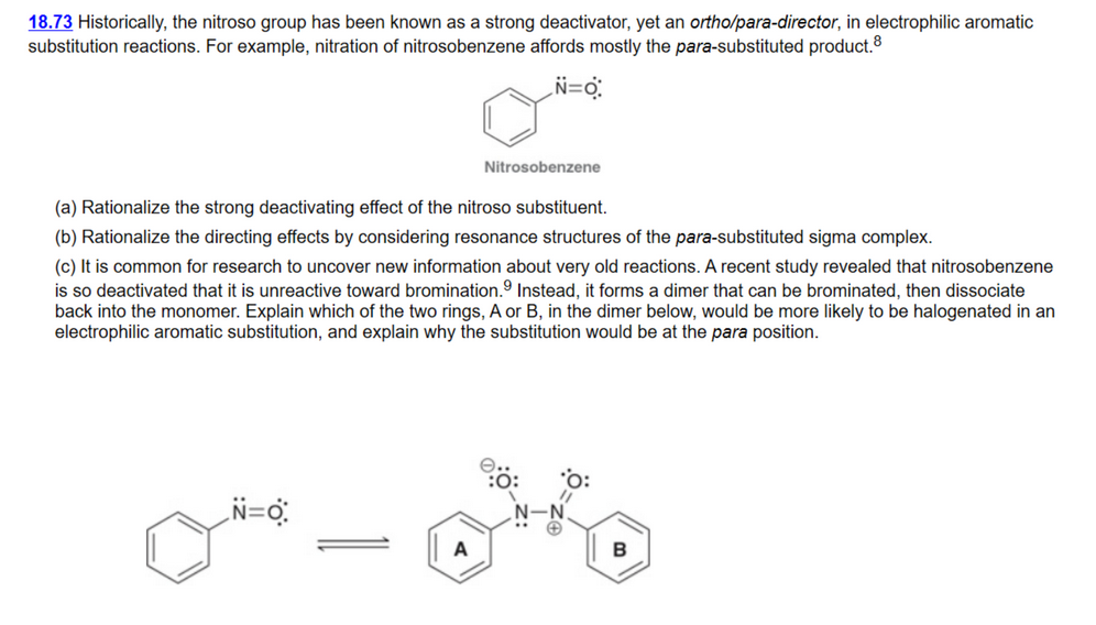 Solved 18.73 Historically, the nitroso group has been known | Chegg.com