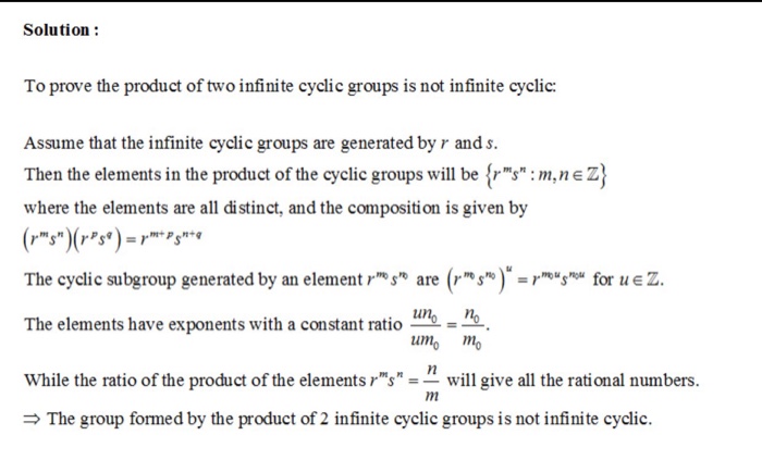 Solved Prove that the product of two infinite cyclic groups | Chegg.com