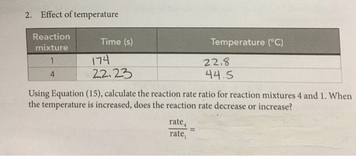 Solved 2 Effect Of Temperature Reaction Mixture Time S