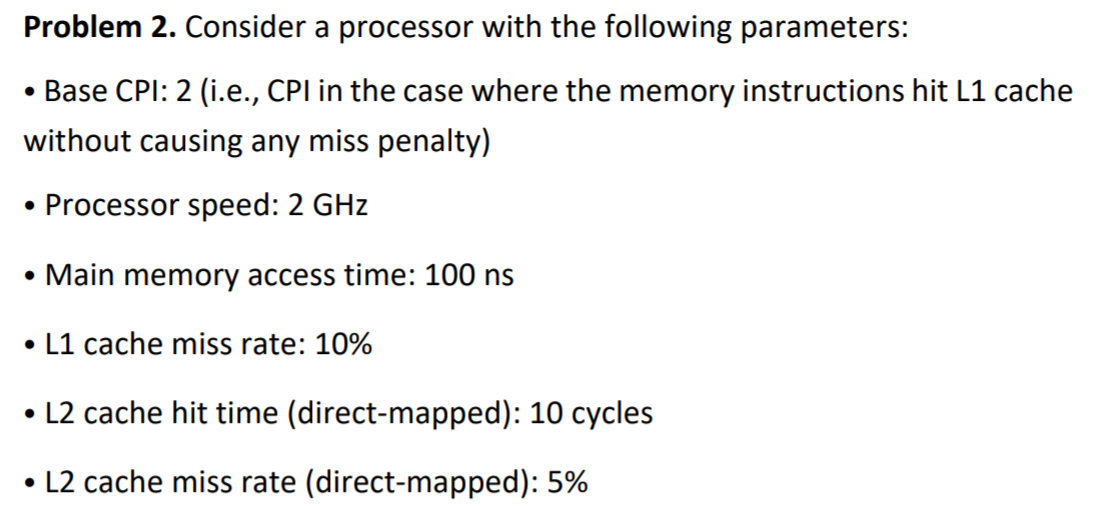 Solved Problem 2 Consider A Processor With The Following 