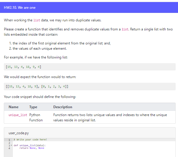 Solved HW2.10. We are one When working the list data, we may | Chegg.com