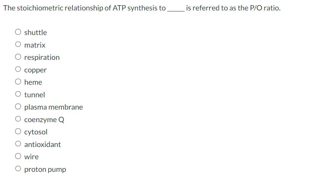 Solved The stoichiometric relationship of ATP synthesis to , | Chegg.com