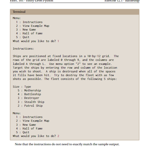 12.1 - Battleship Create a space themed single player | Chegg.com
