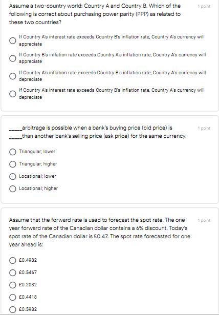 Solved 1 point Assume a two-country world: Country A and | Chegg.com