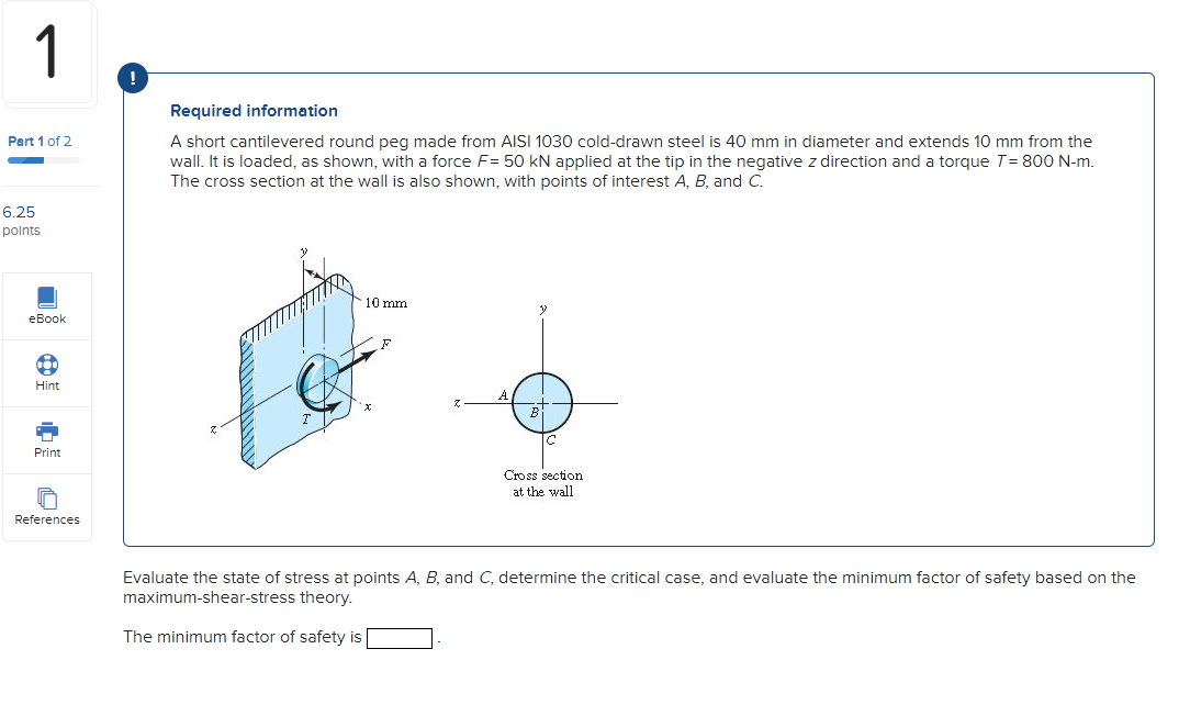 Required information A short cantilevered round peg | Chegg.com
