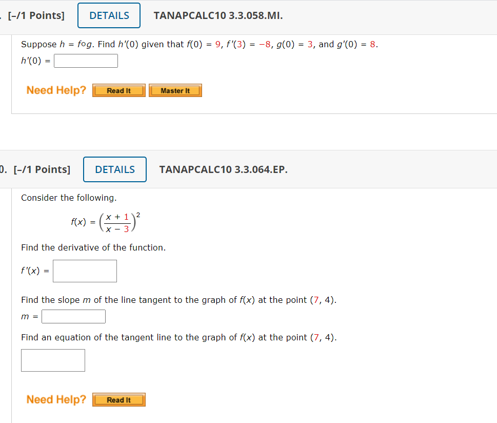 Solved • (-/1 Points] DETAILS TANAPCALC10 3.3.058.MI. | Chegg.com