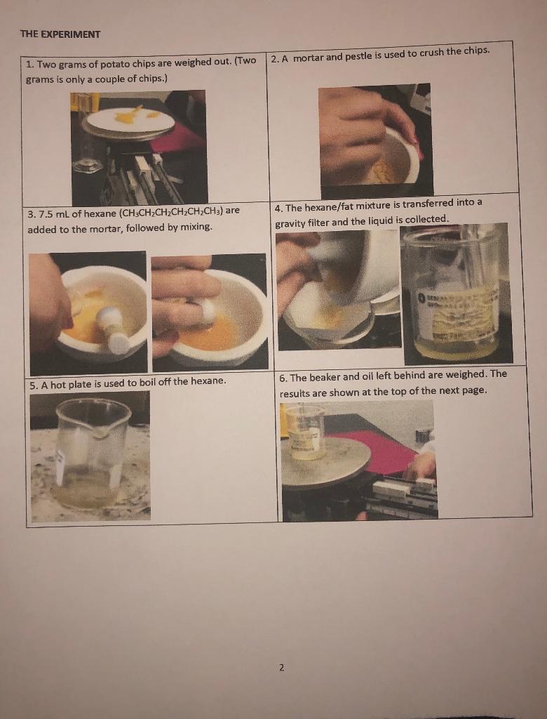 Solved CHEMISTRY 163 EXPERIMENT: ANALYSIS OF FAT IN POTATO | Chegg.com