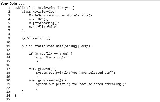 Solved Your Code 1 public class MovieSelectionType class | Chegg.com