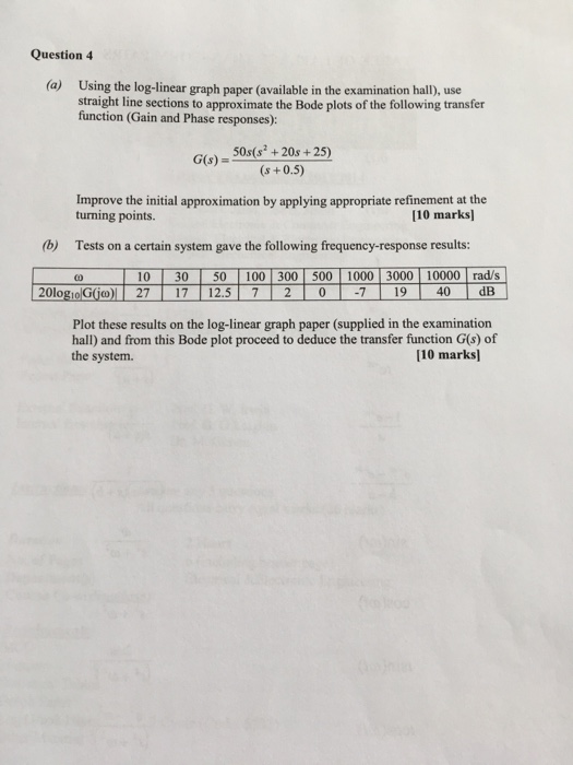 Solved Question 4 (a) Using the log-linear graph paper | Chegg.com