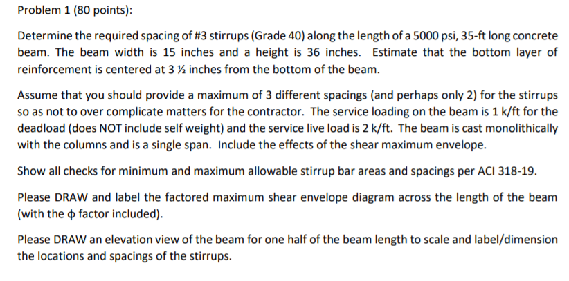 Solved Problem 1 (80 points): Determine the required spacing | Chegg.com