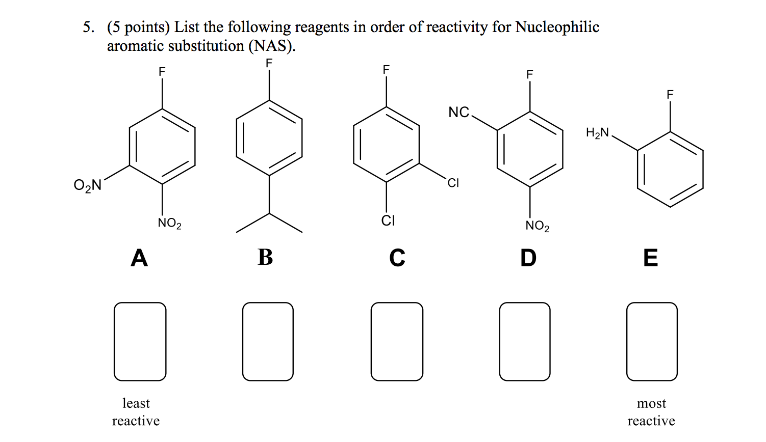 Solved 5. (5 points) List the following reagents in order of | Chegg.com