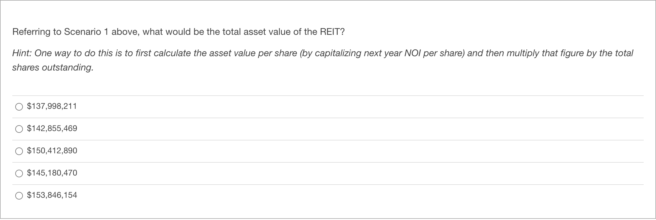 Solved Scenario 1. A REIT has a stable NOI of $15 per share | Chegg.com
