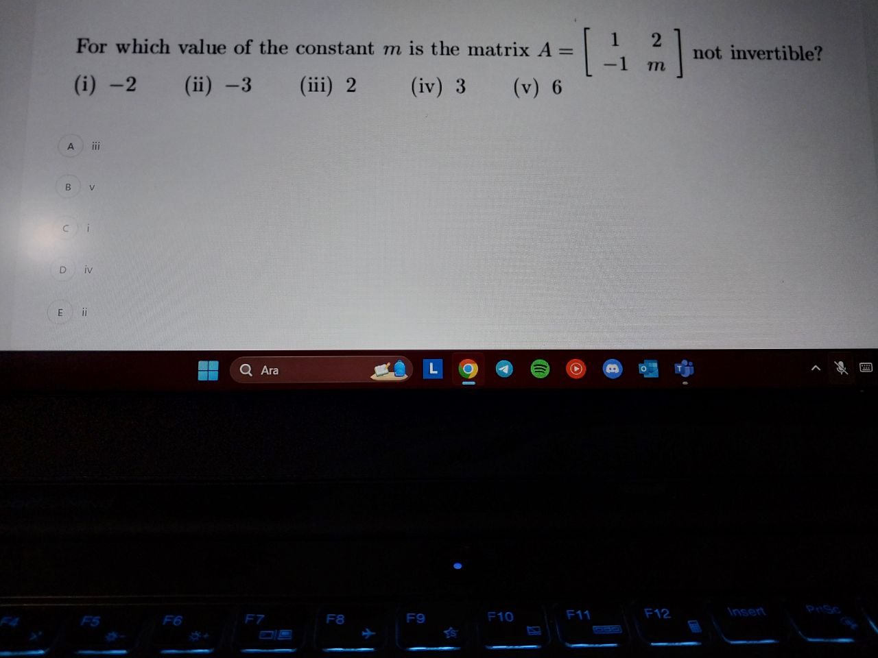 Solved For which value of the constant m is the matrix | Chegg.com