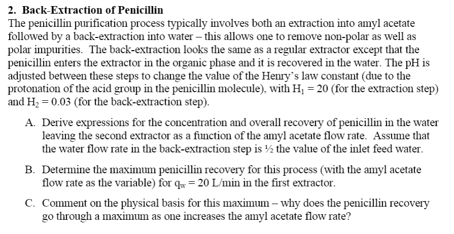 Solved 2. Back-Extraction of Penicillin The penicillin | Chegg.com