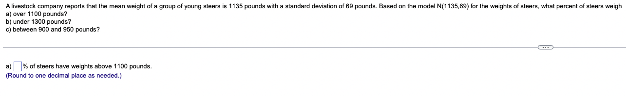 Solved a) over 1100 pounds? b) under 1300 pounds? c) between | Chegg.com