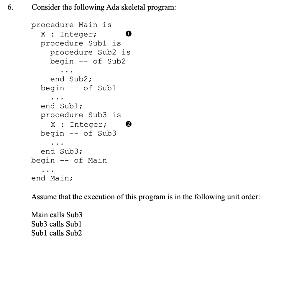 Solved Consider the following Ada skeletal program: | Chegg.com