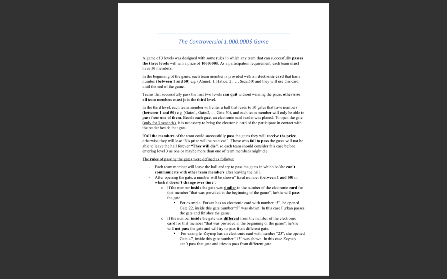 Solved A game of 3 levels was designed with some rules in | Chegg.com