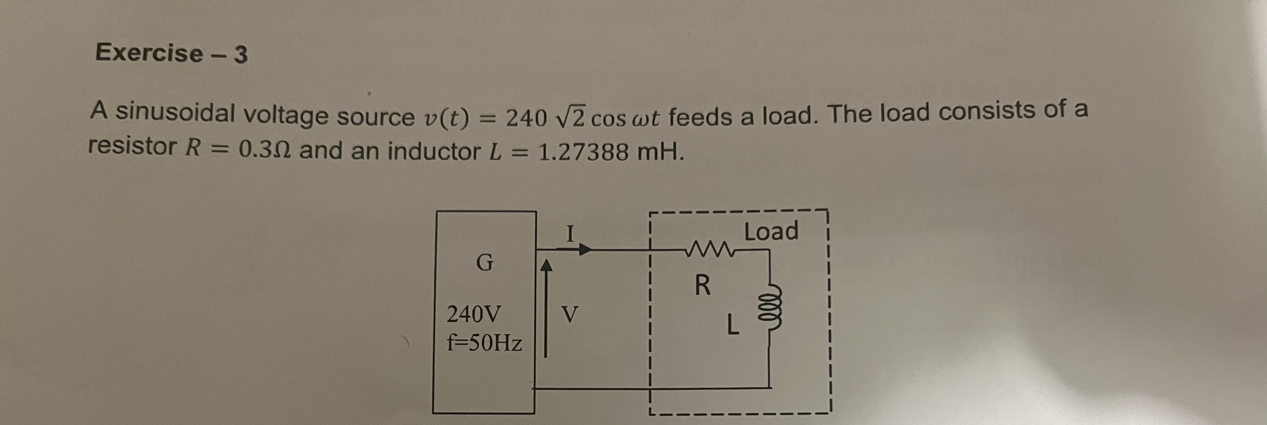 Solved A sinusoidal voltage source v(t)=2402cosωt feeds a | Chegg.com