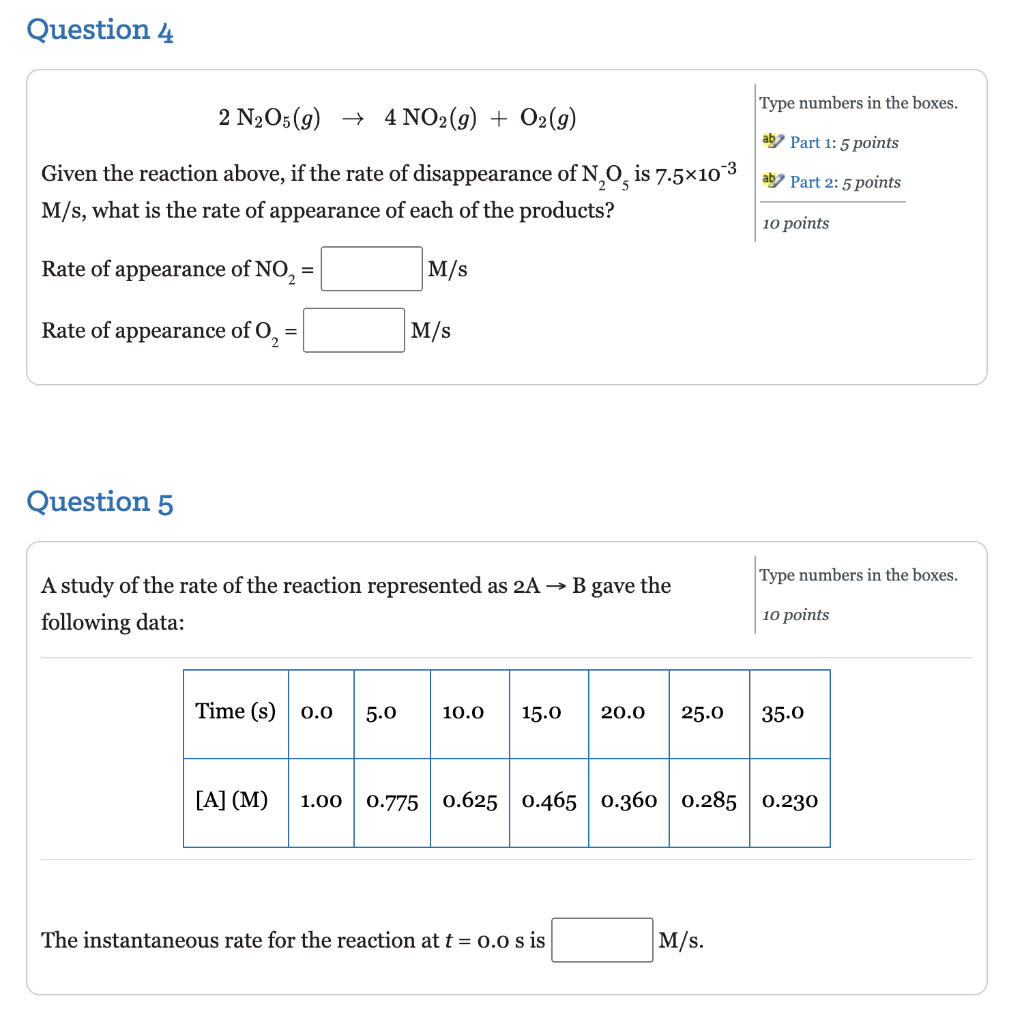 Solved Question 3 A study of the rate of the reaction | Chegg.com