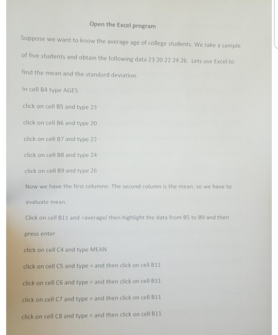 Solved Open the Excel program Suppose we want to know the | Chegg.com