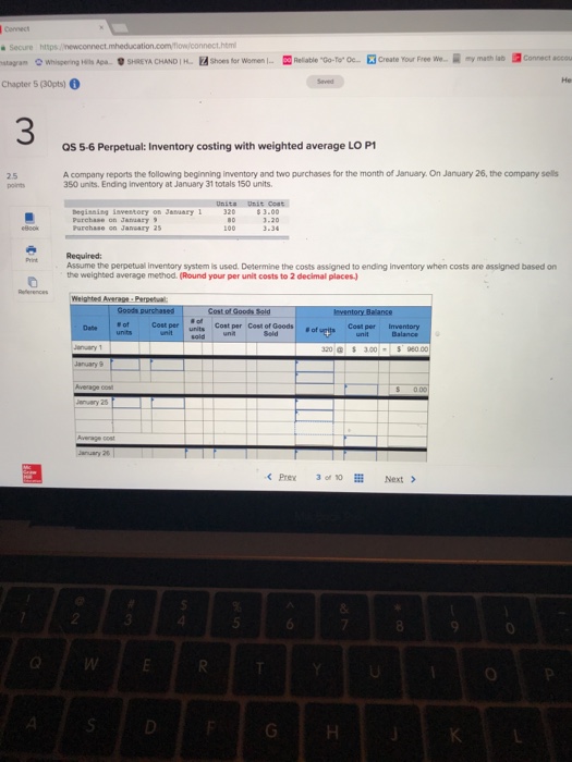 Solved Secure httpsnewconnect.mheducat Chapter 5(30pts) 3 QS | Chegg.com
