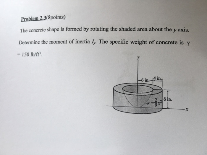 Solved Problem 23(8points) The concrete shape is formed by | Chegg.com