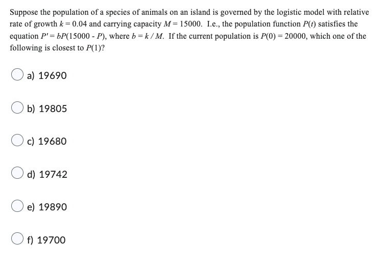 Solved Suppose the population of a species of animals on an | Chegg.com