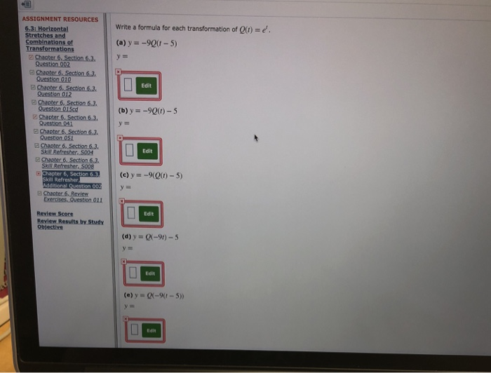 Solved ASSIGNMENT RESOURCES Write a formula for each | Chegg.com