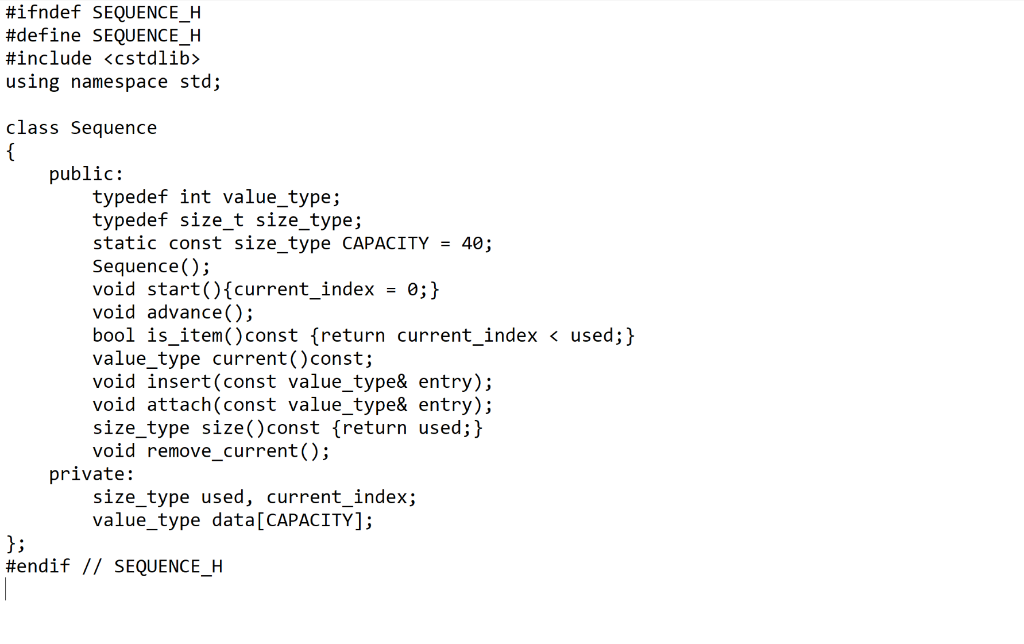 Solved Recreate the sequence class so that it uses a dynamic | Chegg.com