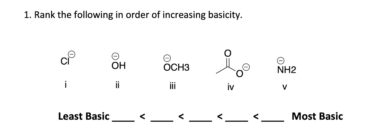 Solved Rank the following in order of increasing basicity | Chegg.com