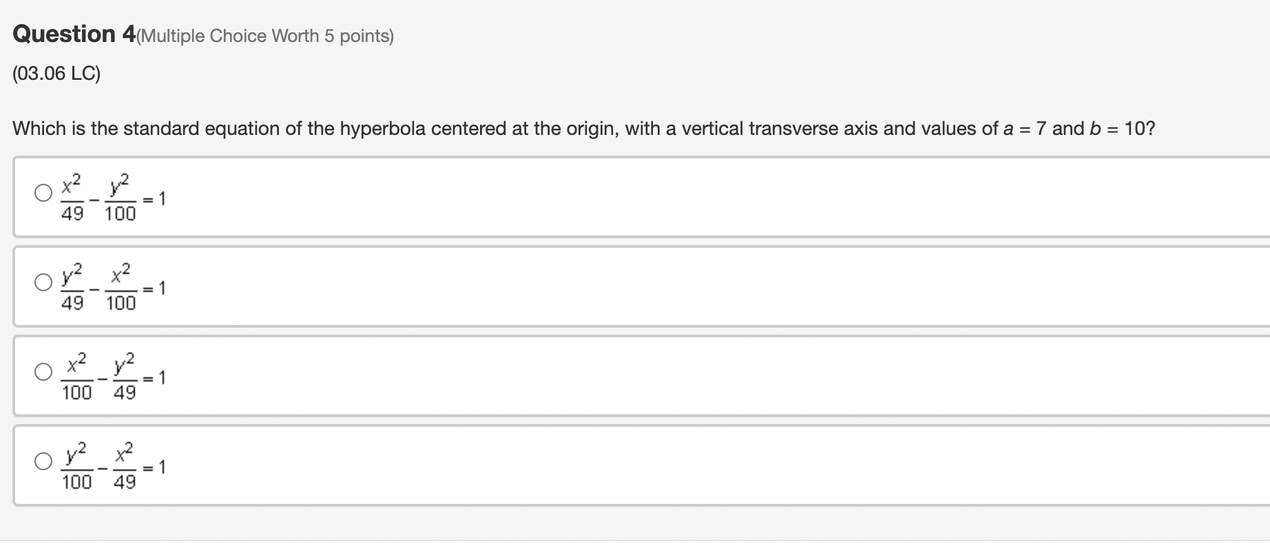 Solved Question 4(Multiple Choice Worth 5 points) (03.06 LC) | Chegg.com